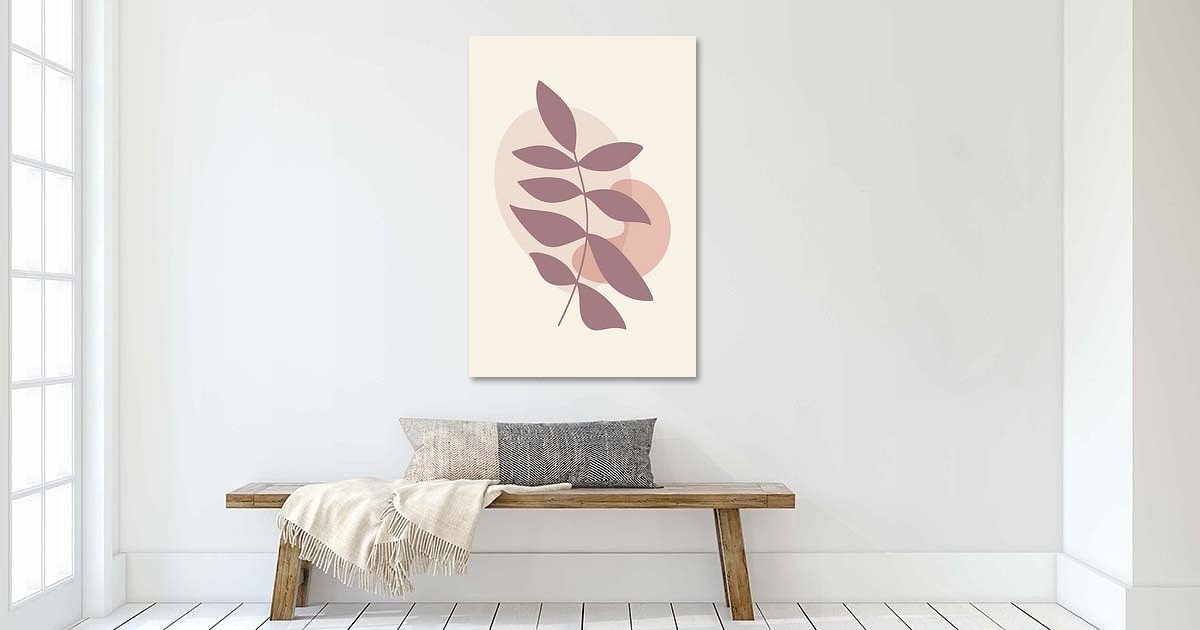 Modern boho botanisch. Bladeren in pastelkleuren. Zand, zalmroze, beige 4 van Dina Dankers op ...